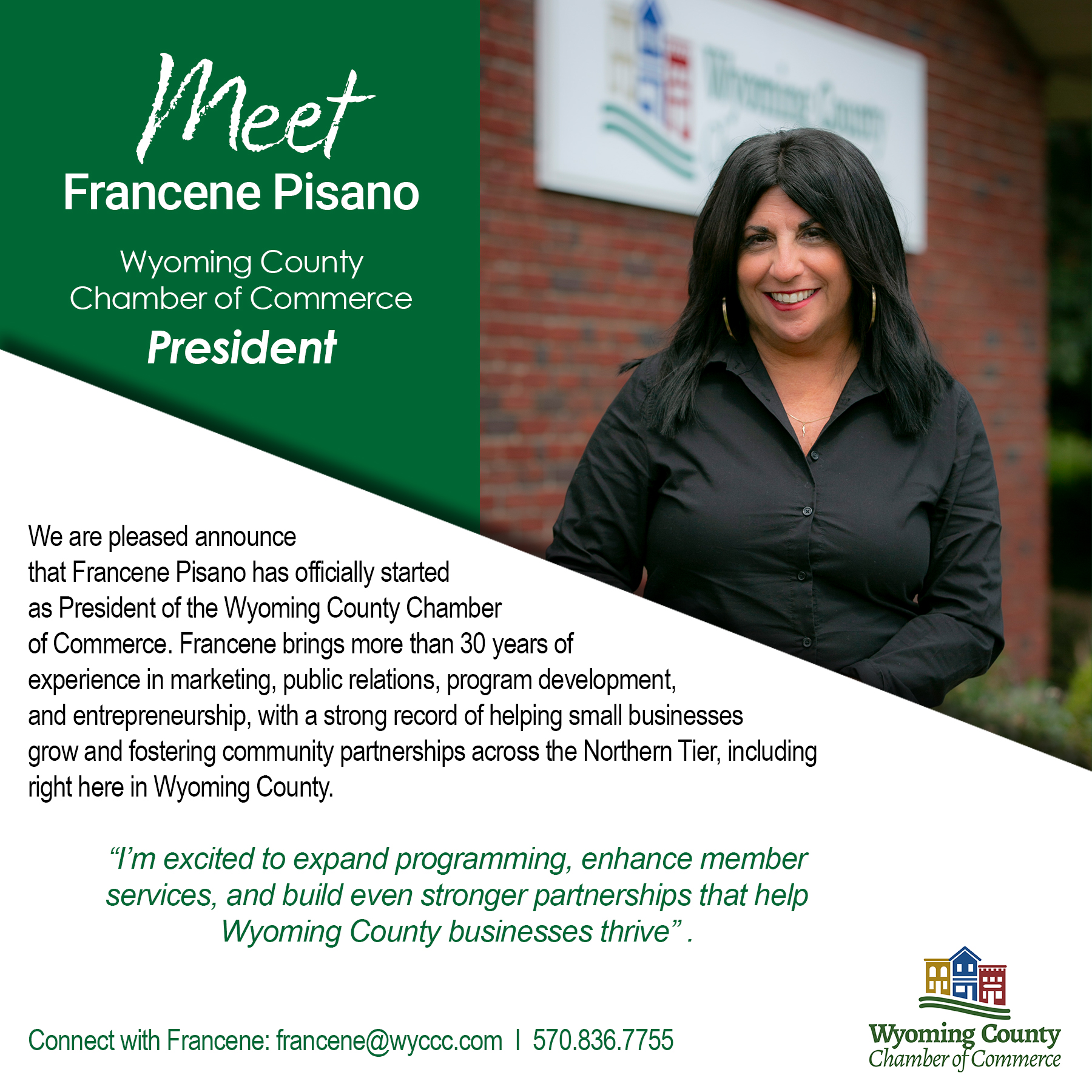 Welcome our new Chamber President: Francene Pisano - Wyoming County ...